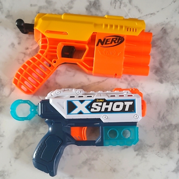 Toys | Nerf And Zuru Xshot Toy Blaster Set Orange Yellow Blue | Poshmark